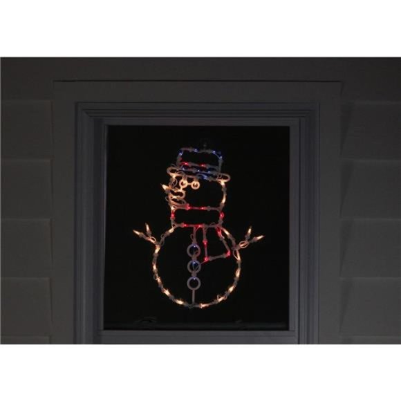 Holiday | 18 Red And Blue Lighted Snowman Christmas Window Silhouette ...